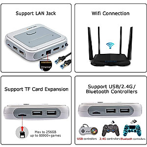 Super Console X, Retro Classic Video Game Consoles,Built in 41,000+ Games,52+ Emulators for 4K TV HD/AV Output,with Dual Wireless 2.4G Controllers Gamepads,Support WIFI/LAN,Up to 5 Players(128G)