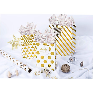 WRAPAHOLIC Gift Wrapping Tissue Paper - 25 Sheets 19.7x27.5 Inch Metallic Rose Gold Dots Tissue Gift Wrap Paper Bulk for Packing, DIY Crafts