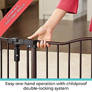 Toddleroo by North States 72” wide Deluxe Décor Baby Gate: Sturdy safety gate with one hand operation. Hardware Mount. Fits 38.3 - 72” Wide. (30" Tall, Matte Bronze)