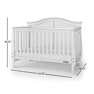 Child Craft Camden 4-in-1 Convertible Crib, Baby Crib Converts to Day Bed, Toddler Bed and Full Size Bed, 3 Adjustable Mattress Positions, Non-Toxic, Baby Safe Finish (Matte White)