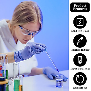 6Pcs Glass Pipettes Dropper, 1ml 2ml 3ml 5ml 10ml Graduated Liquid Dropper, with Rubber Bulb and Cleaning Brush, Transfer Pipettes for Essential Oil