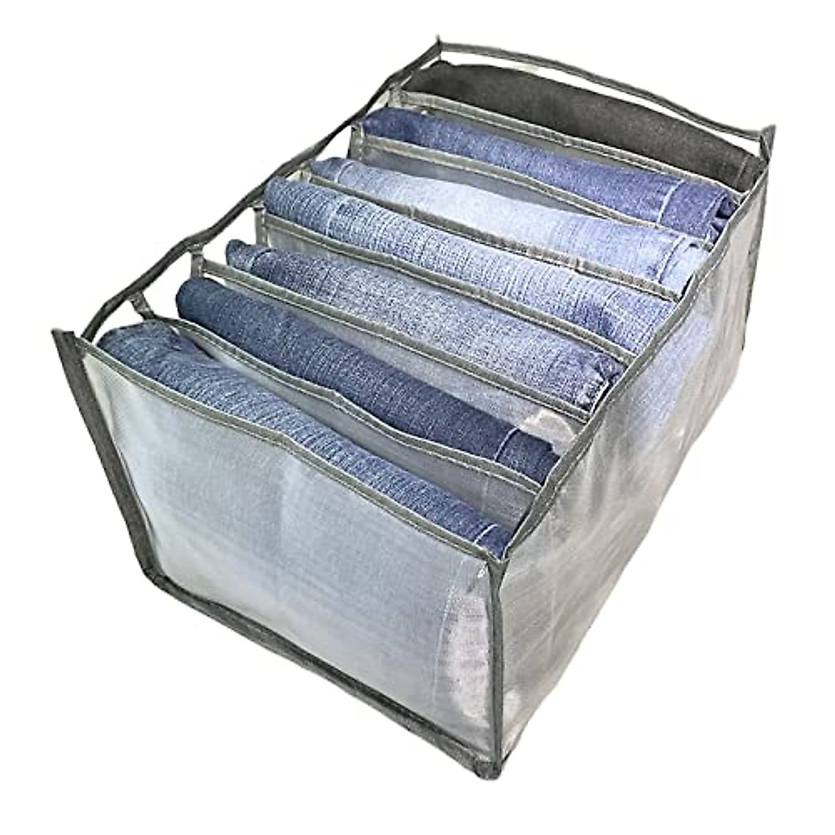 2PCS Wardrobe Clothes Closet Organizer Storage Baskets 7 Grid Foldable Drawer Mesh Separation Box For T-shirt, Legging, Skirts, Jeans, Kid Clothes