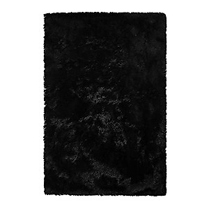 GlowSol Shag Area Rug for Living Room Soft Fuzzy Area Rug Thick Faux Fur Rug Luxury Fluffy Area Rug High Pile Carpet Baby Care Crawling Carpet, Black, 5×8 Feet