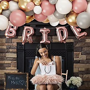 RUBFAC 144Pcs Boho Blush Balloons Garland, Pink And Gold Balloon Arch Kit, Dusty Pink Grey Sand White Balloons for Girl Birthday Wedding Baby Shower Party Decorations