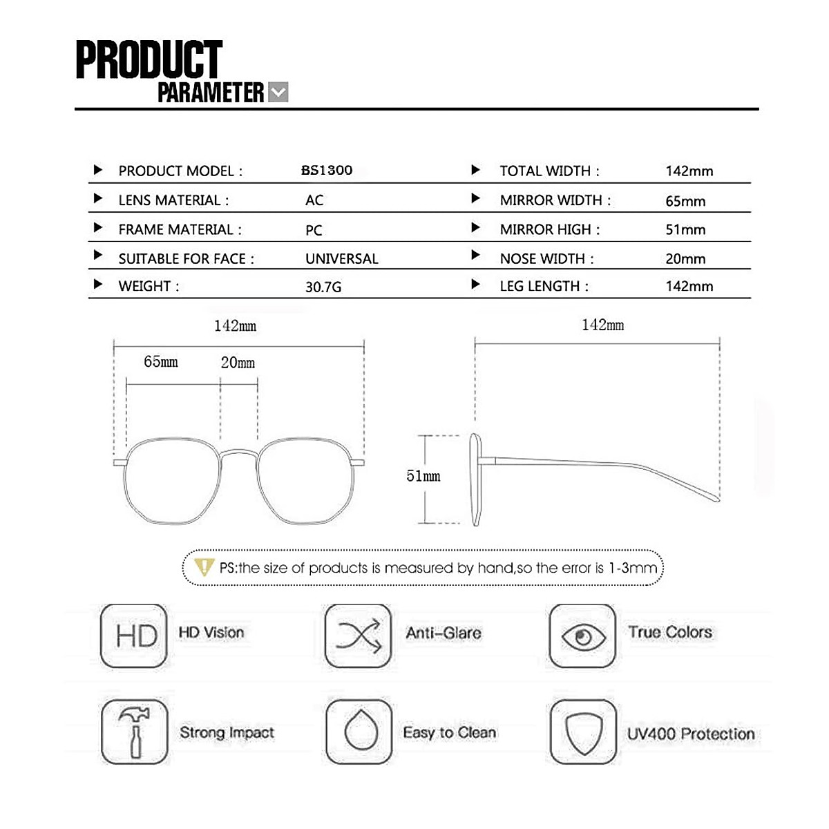 BAODAREN Trendy Aviator Sunglasses for Women Men Hexagonal Square Thick Frame Double Bridge Sun Glasses Shades BS1300 (Leopard/Light Gray)