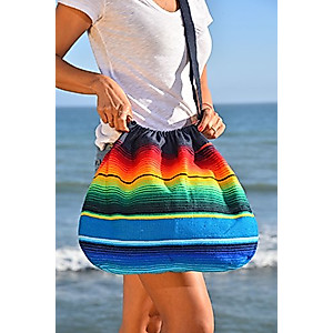 Handmade Bohemian Bag From Mexican Serape Blanket - Cinco de Mayo Hippie Boho Denim Purse Sack Bag