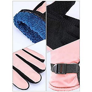 4 Pairs Winter Waterproof Snow Ski Gloves for Kids Warm Unisex Camouflage Gloves for Cold Weather Girls Boys Children (Red, Pink, Black, Black,for 6 - 12 Years Old)