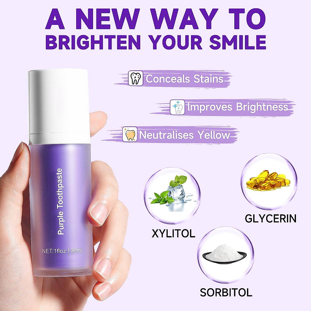ZXSUCH Purple Toothpaste for Teeth Whitening