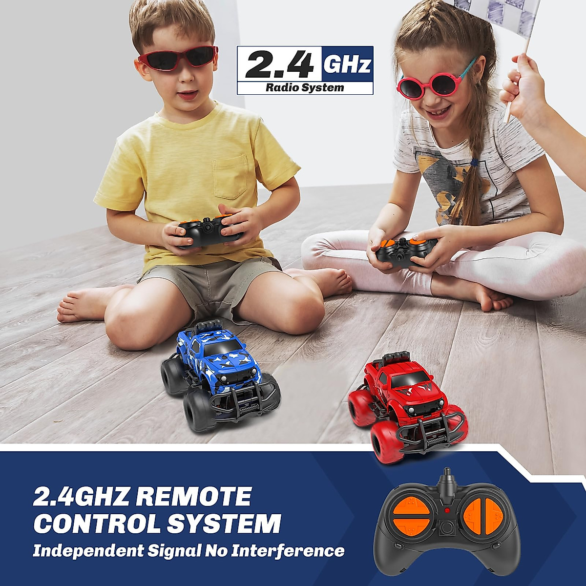 Remote Control Car Toddler Toys Age 2-4, 1:43 Scale Rechargable RC Car Toys for Boys 3-5 Year Old, Gifts for 2 3 4 5 Year Old Boys Girls Birthday, 2.4 GHz RC Truck Toy Vehicle for Kids, Red