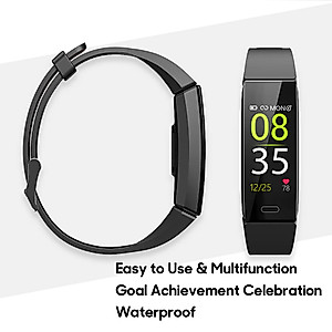 ZURURU Fitness Tracker with Blood Pressure Heart Rate Sleep Health Monitor for Men and Women, Upgraded Waterproof Activity Tracker Watch, Step Calorie Counter Pedometer Black