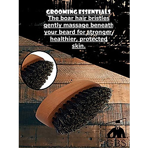 G.B.S Men Beard & Mustache Brush 100% Boar bristle Wooden Handle Brush for Perfect Grooming & Soften Facial Hair Professional Beard Brush for Super-Stylish Beard, Adds Shine