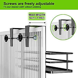 Orimade Adjustable Hanging Over the Shower Door Caddy with Hooks, Bathroom Organizer Shelf Storage Rack,No Drilling Rustproof Shower Basket for Inside Shower, Matt Black 3 Tier