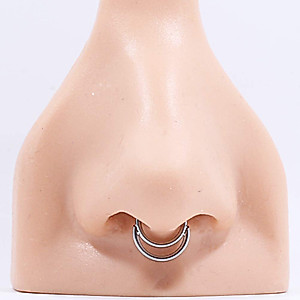 FANSING Surgical Steel Double Crescent Moon Septum Hoop 16g Septum Jewelry 16 Gauge 8mm Septum Rings Clicker Silver Septum Piercing Rings