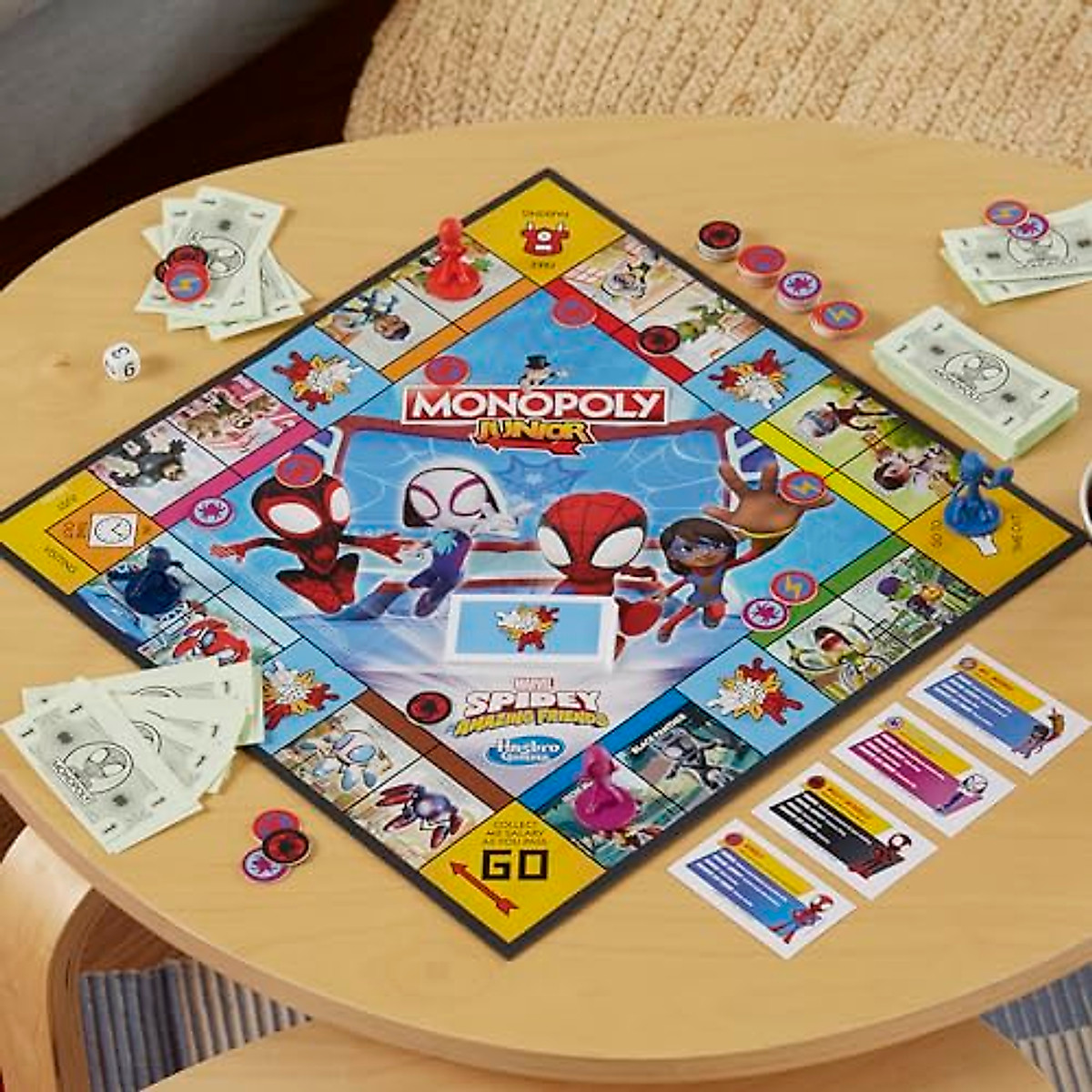 Hasbro Gaming Monopoly Junior: Marvel Spidey and His Amazing Friends Edition Board Game for Kids Ages 5+,with Artwork from The Animated Series,Kids Board Games