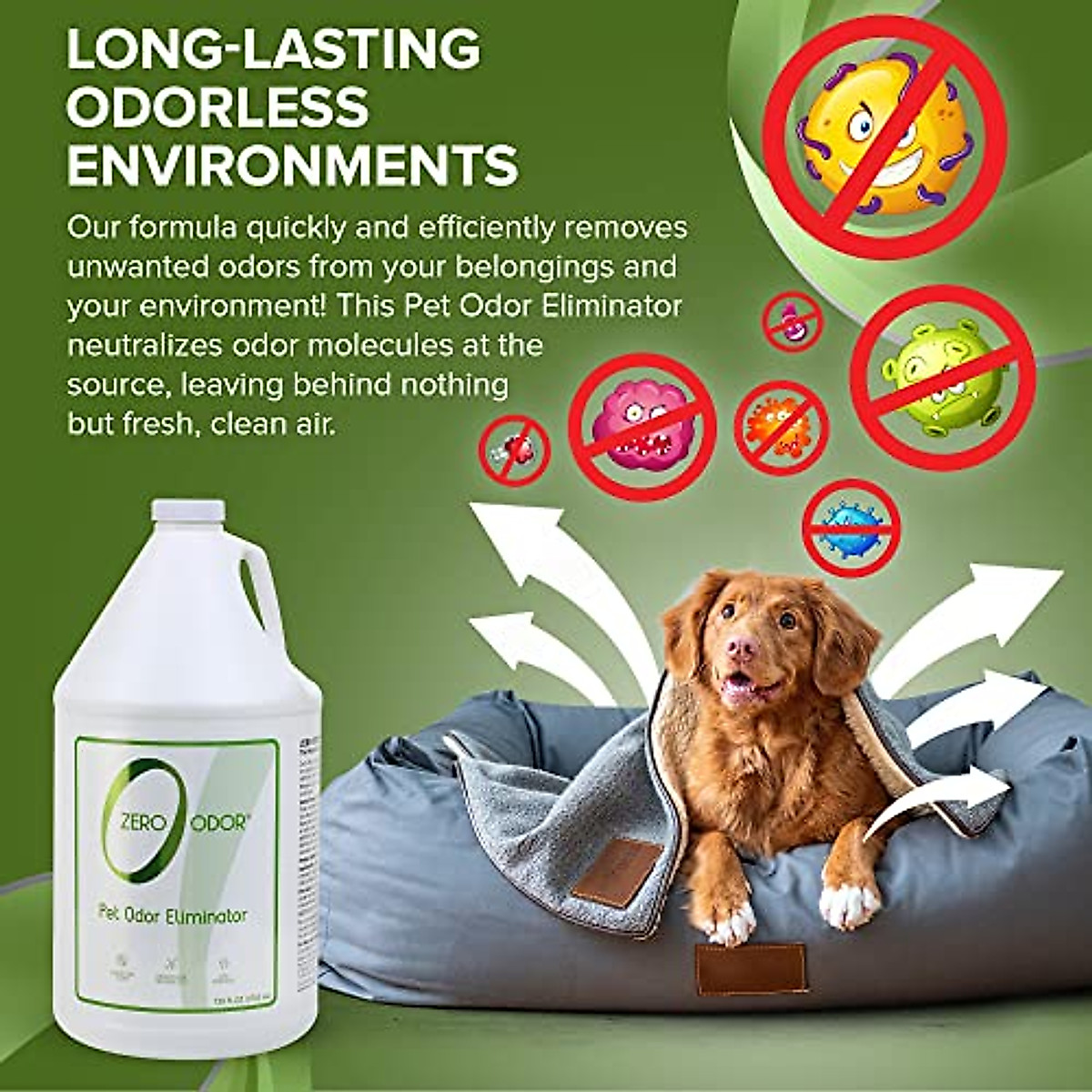 Zero Odor Pet Odor Eliminator - Air Cleaner, Purifier & Deodorizer - More Than an Air Freshener - Actually Eliminates Odors at a Molecular Level - Refill (128 Ounces)