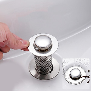 Pop Up Sink Drain Strainer, Anti Clogging Bathtub Drain Stopper, Drain Plug Stopper, Sink Drain Stopper, Washbasin Bathtub Drain for Lavatory, Anti Clogging Bathroom Hair Catcher for Shower Drain