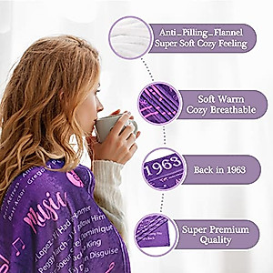 Happy 60th Birthday Gifts for Women Men Blanket 1963 60th Birthday Anniversary Weeding Decorations Turning 60 Year Old Bday Gift Idea for Wife Husband Mom Dad Back in 1963 Throw Blanket 60Lx50W Inches