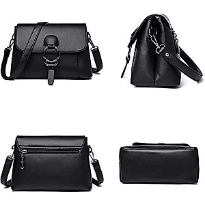 HDHTB Women Messenger Bags Leather Handbags Designer Fashion Ladies Shoulder Bag Crossbody Bags For Women (black)