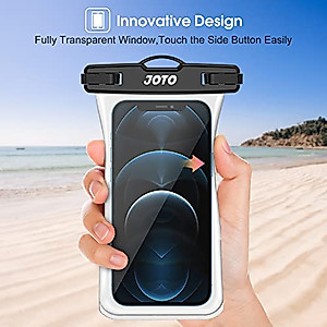 JOTO Waterproof Phone Case Holder Pouch, Underwater Transparent Cellphone Dry Bag for iPhone 14 13 12 11 Pro Max XS XR X 8 7 6S, Galaxy S21 S20 S10 Note10, Pixel Up to 7.0"-2 Pack,Black