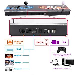 TOJASDN 10000 Games in 1 Pandora Box Arcade Game Console ， Box 3D Double Stick，WiFi Function to Add More Games，Retro Game Machine for PC & Projector & TV，1920x1080P,Favorite List,4 Players Online Game