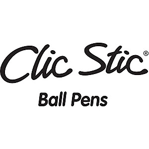 BIC® Clic Stic® Retractable Pens, Medium Point, 1.0 mm, White Barrel, Blue Ink, Pack Of 12
