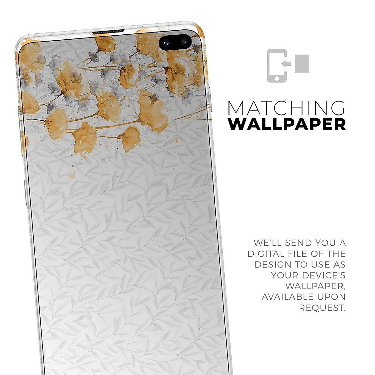 DesignSkinz Karamfila Yellow & Gray Floral V14 Protective Vinyl Decal Wrap Skin Cover Compatible with The Samsung Galaxy S20 (Screen Trim & Back Glass Skin)