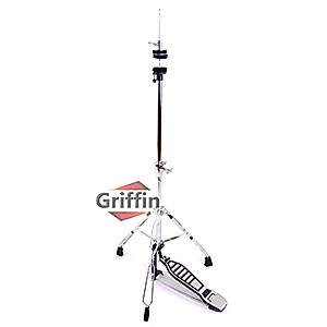 GRIFFIN Cymbal Stand Hardware Pack 4 Piece Set | Full Size Percussion Drum Hardware Kit with Snare Mount, Hi-Hat Pedal, Cymbal Boom, & Straight Cymbal Stand | Lightweight & Portable | Perfect for Gigs