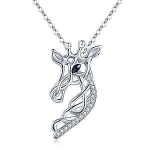 JUSTKIDSTOY Celtic Knot Necklace Giraffe Pendant 925 Sterling Silver Giraffe Animal Head Necklace Giraffe Jewelry Mothers Day Gifts for Women Daughter