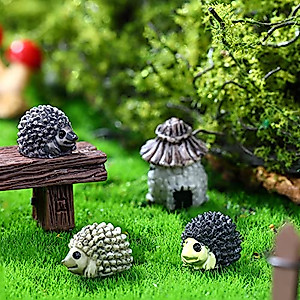 Chunful 50 Pcs Mini Hedgehog Figurines Miniature Fairy Garden Figurines Accessories for Terrarium Flowerpot Landscape Desktop DIY Decor Party Favor Cake Topper Resin Hedgehog Bulk