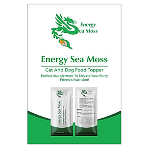 Energy Sea Moss Senior Dogs & Cats Food Topper Powder - Nutrient-Rich, Supports Joint Health, Boosts Energy, Improves Coat - 1 Packet/Day, Box of 12