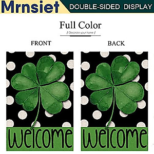Welcome St Patricks Day Garden Flag 12x18 Double Sided Lucky Shamrock Small Burlap Saint Patricks Yard Outdoor Decor (Pack of 2)