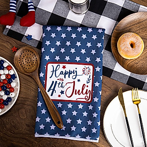 AnyDesign 4th of July Kitchen Dish Towel American Stars Gnome Truck Cloth Tea Towel 18 x 28 Inch Patriotic Decorative Dishcloth Independence Day Memorial Day Hand Towel for Home Cooking Baking, 2Pcs