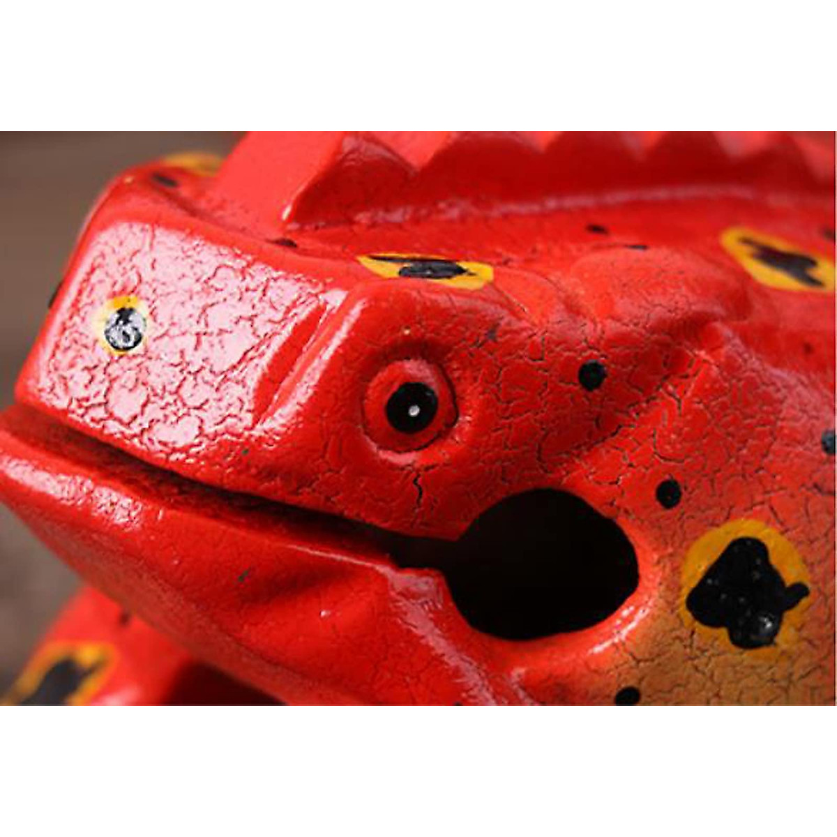 3.5" Wooden Frog Guiro Rasp Instrument - Percussion Musical Tone Block Craft (Painted Red)