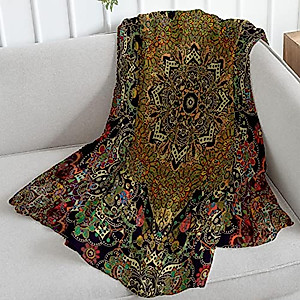 Throw Blanket Lightweight Microfiber Fleece Blanket,Paisley Floral Mandela,Soft Cozy 59.0x78.7 Bed Blankets