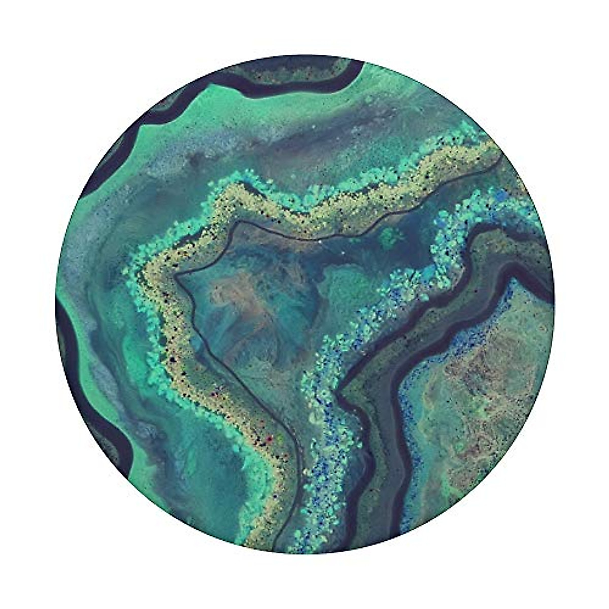 Teal Aqua Blue Gold Resin Geode Agate PopSockets PopGrip: Swappable Grip for Phones & Tablets