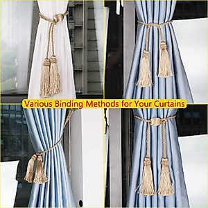 HedongHexi Curtain Tiebacks with Tassel,Modern Rope Window Curtain Ties Backs for Draperies, Outdoor Elegant Decorative Curtain Holdbacks