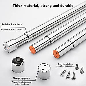 Closet Pole, Closet Rod with Telescopic Adjustment, with Wardrobe Rail Rod Pole Socket and Screws, Clothes Rod for Closet, Suitable for Wardrobes, Cabinets, Bathrooms, Balconies (12.2‘’-20.5‘’)