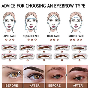 Eyebrow Stamp Stencil Kit, Waterproof Brow Definer Powder Stamp Long Lasting, Eyebrow Tattoo Stencils with Brush and Trimmer