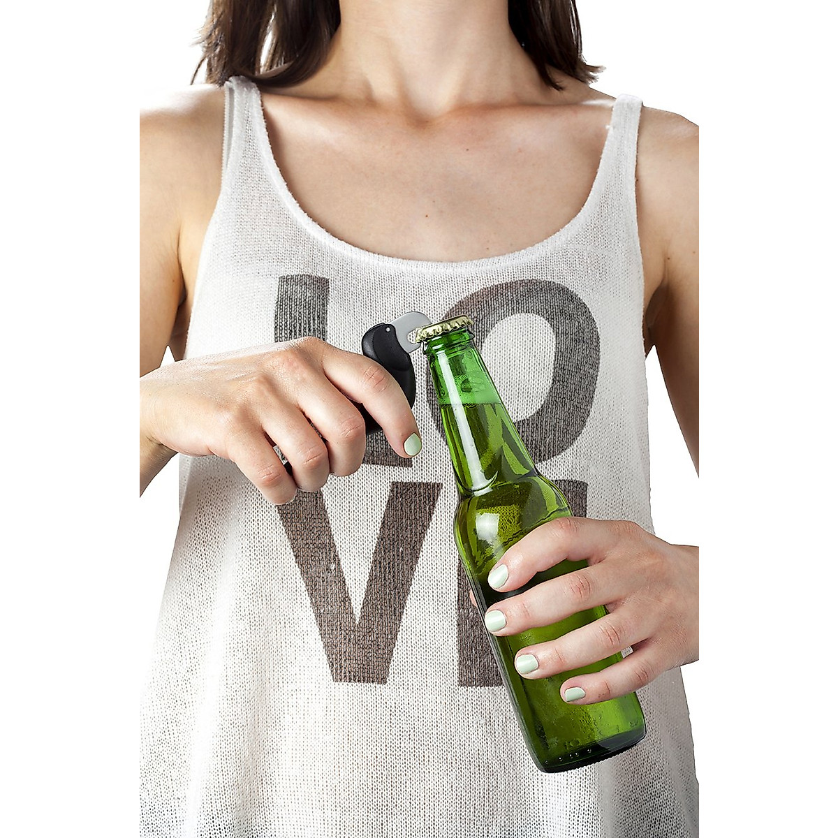 Peleg Design Beerdy, Original Bird-Shaped Bottle Opener with Magnetic Bottom, Black with Stainless Steel Beak as Metal Cap Opener and Tail Handle