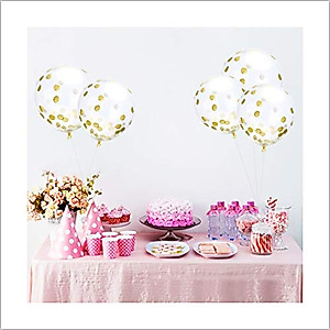 36 Inch Jumbo Confetti Balloons, Giant Latex Balloon with Gold Confetti (Premium Helium Quality) Pkg/6 Latex glitter balloons for Party/Birthdays/Wedding/Festivals Christmas and Event Decorations