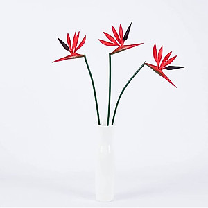 8 Pack 21-1/2 Inch Artificial Flowers Bird of Paradise,Green Plant for Home Garden Decoration Office Verandah Wedding Decorations (Red)