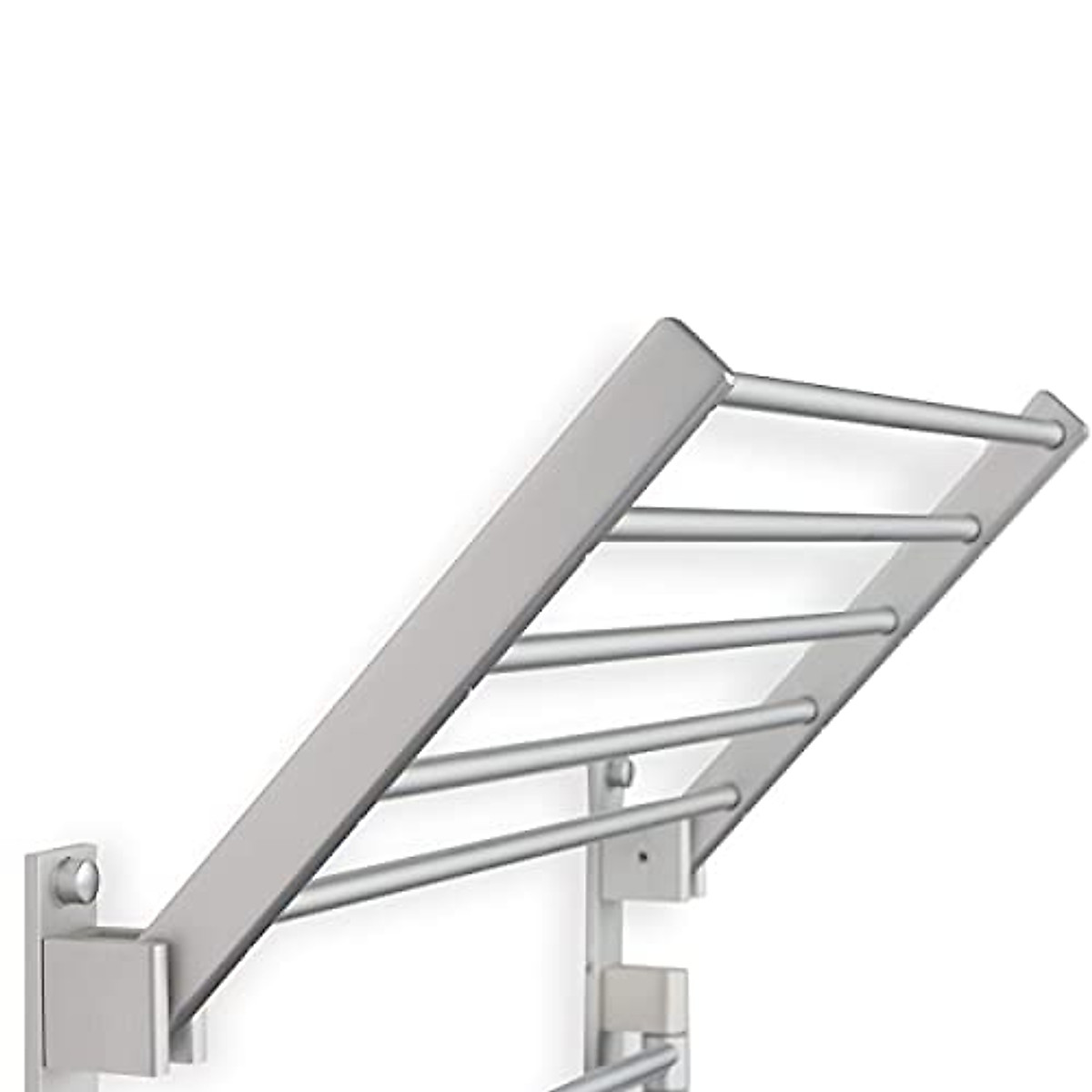 brightmaison BGT Wash Clothes Drying Rack Wall Mount Laundry Room Organizer with Hooks & Swing Arms, 17" Metal Laundry Rack Silver