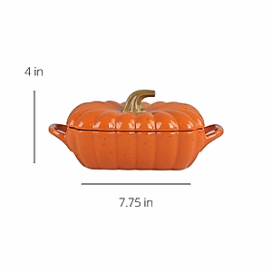 10 Strawberry Street Pumpkin Covered Casserole Dish & Gravy Boat, 7.75", Orange