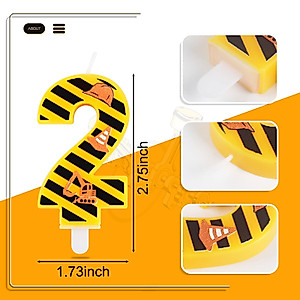 Construction Birthday Number Candles, Boys Happy Birthday Candles for Cake Topper, Number 3 Candle Yellow&Black Stripes Candles for Construction Themed Birthday Party Decoration Supplies Favors Gifts