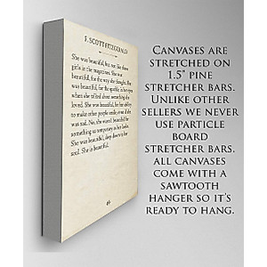 F. Scott Fitzgerald - She was Beautiful - Inspirational Home and Room Decorations, Woman Love Quotes Decor, Gift for Wedding and Book Lovers, Choose Unframed Classic Book Page Poster or Canvas