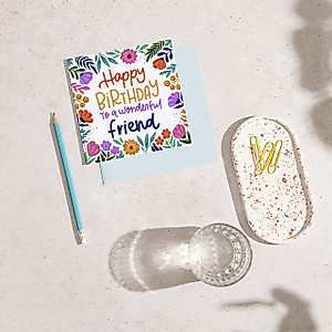 Huxters Birthday Card – Best Friend Birthday Cards with Floral Print –Birthday Cards for Her – Gifts for Women – Luxurious Print with Vivid Colours – Recyclable Envelope – 148 x 148mm (Friend)