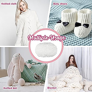 6 Rolls 1182 Yards Velvet Chenille Yarn Polyester Blanket Yarn Fuzzy Crochet Yarn Fluffy Soft Yarn Thick Yarn for Crocheting for DIY Bulky Weaving Crafts, 197 Yd, 3.53 Oz Each Roll (White)