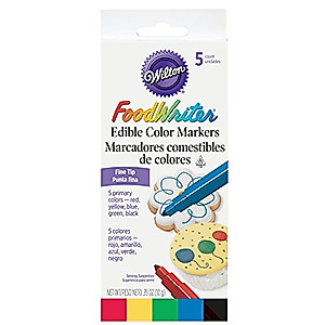 Wilton FoodWriter Color Fine-Tip Edible Markers, 5-Piece