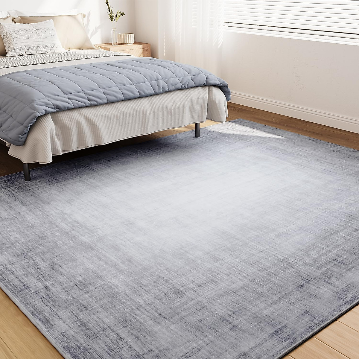 5x7 Area Rugs for Living Room, Machine Washable Non Slip Area Rug Modern Abstract Indoor Rug Carpet Ultra Soft Rugs for Bedroom Dining Room Playroom Bedside Office, Grey