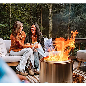 Solo Stove Bonfire 2.0, Smokeless Fire Pit | Wood Burning Fireplaces with Removable Ash Pan, Portable Outdoor Firepit - Ideal for Camping, Stainless Steel, H: 14 in x Dia: 19.5 in, 20 lbs